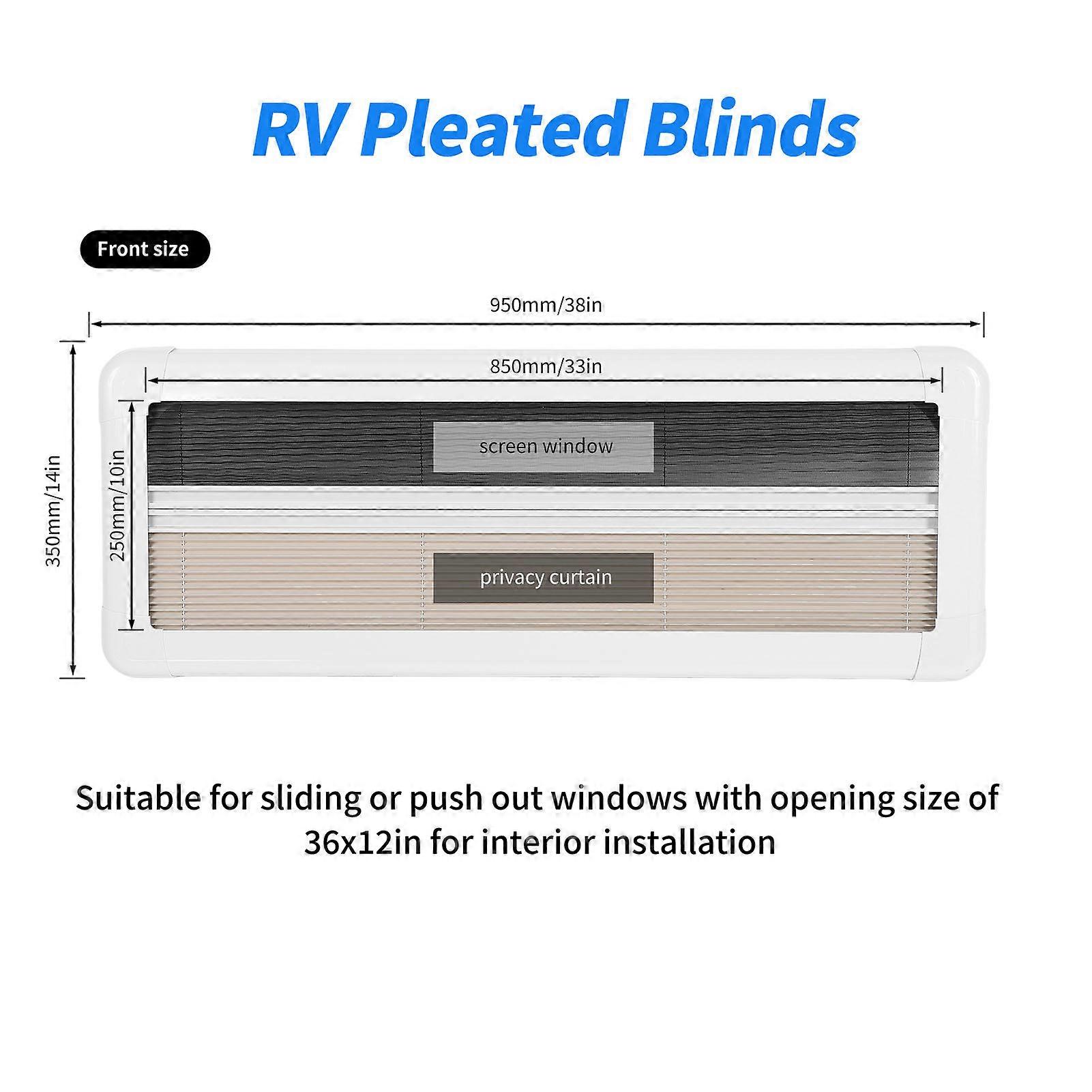 36 X 12in RV Pleated Blinds Privacy Protection UV Blocking Durable ...