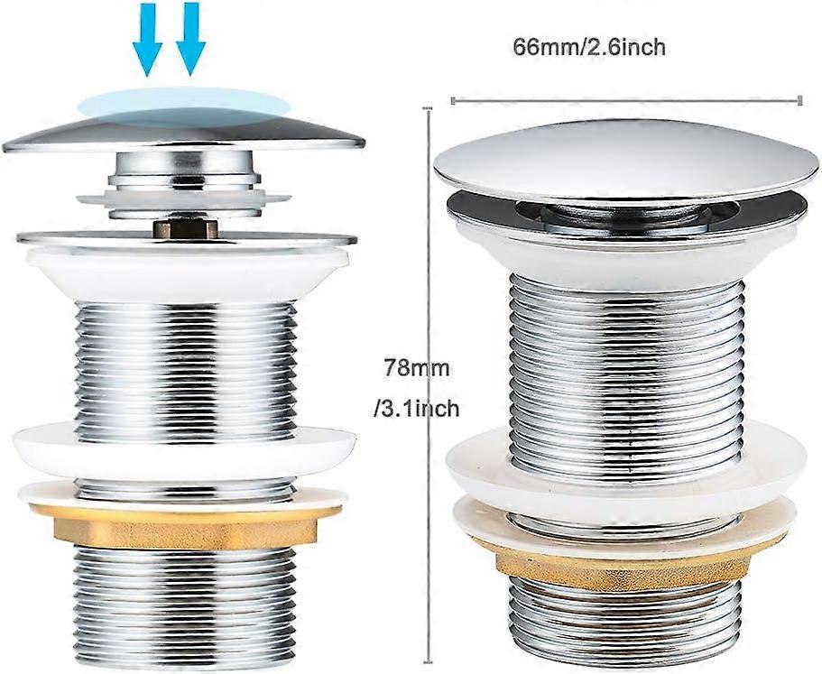 Automatic Pop Up Drain without Overflow Push Open Drain for Sink in ...