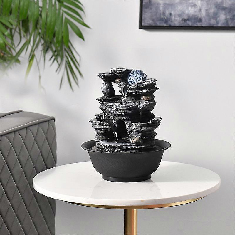 4-tier Stone Falls Tabletop Water Fountain With Led Lights - Peaceful ...