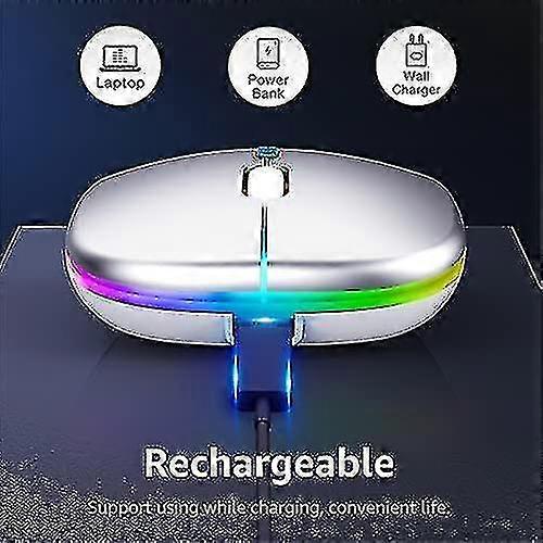 Led Wireless Mouse, Rechargeable Ultra-thin Silent Mouse 2.4g Portable ...