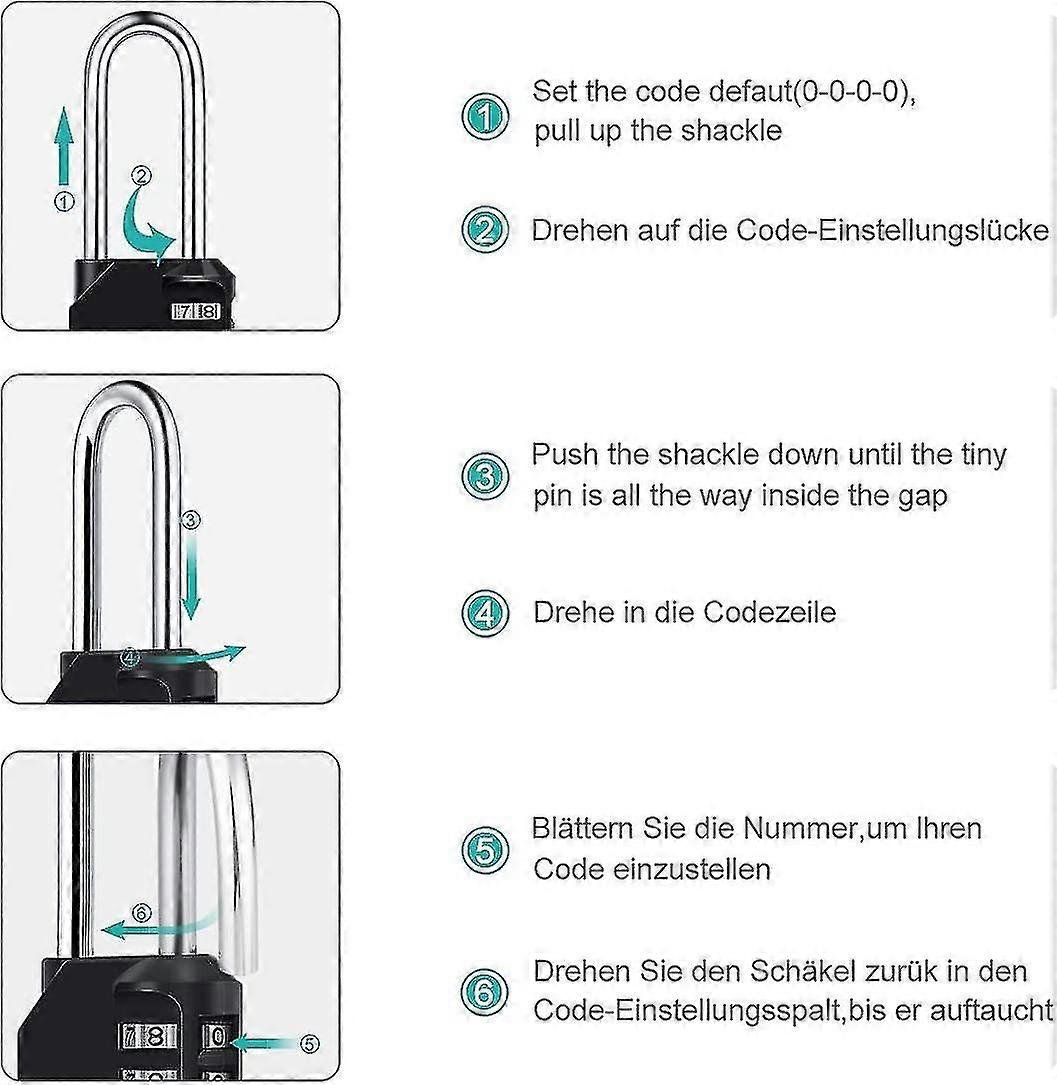 6.7cm Long Combination Padlock, [2 Pieces] Waterproof 4-digit ...