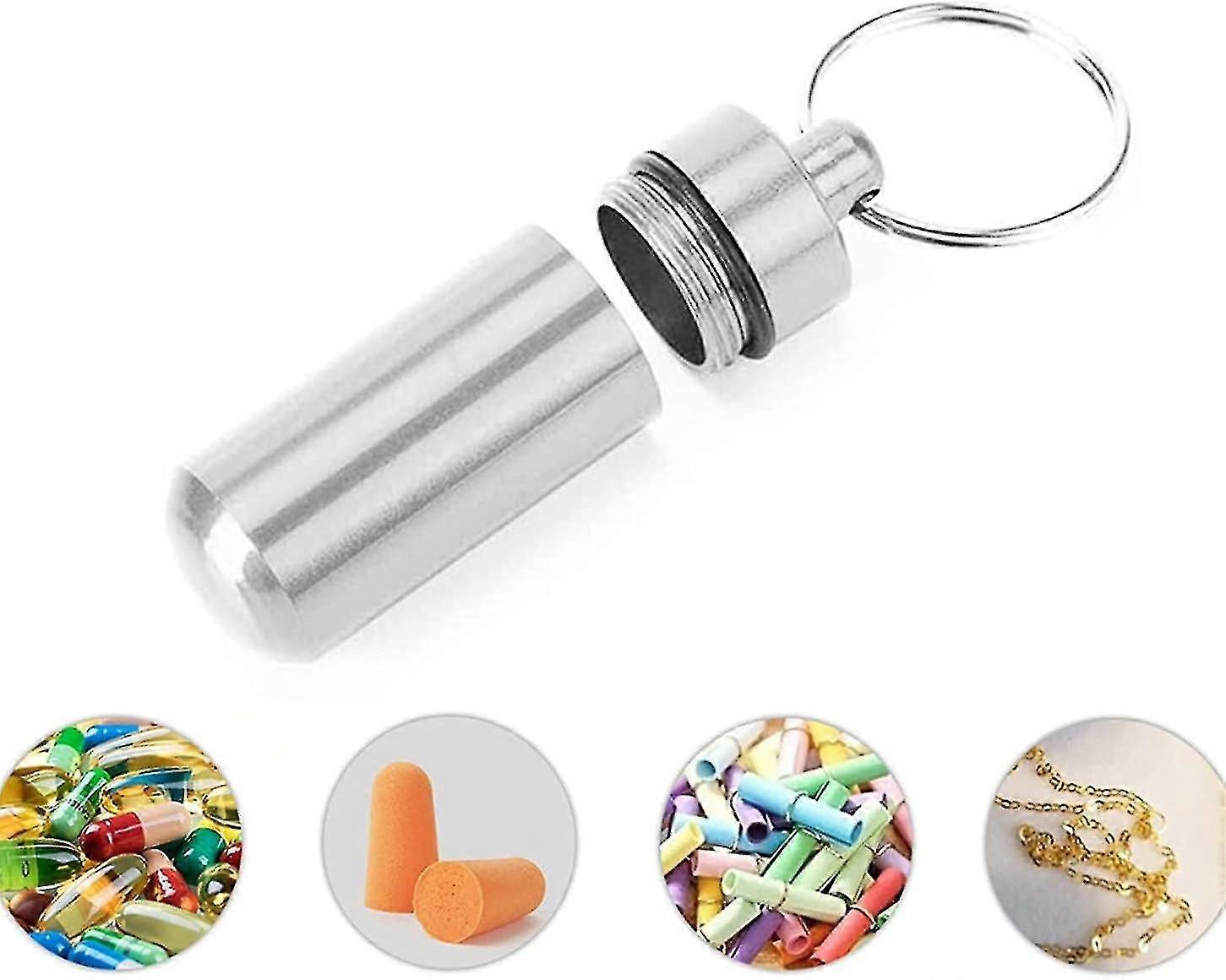 Small Pill Container,3 Pcs Aluminum Mini Pill Box With Key Ring ...