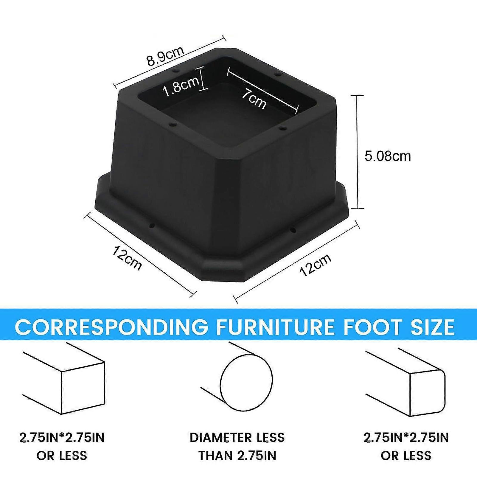 4Pcs Bed Risers 2/3/4 Inch Heavy Duty Furniture Riser Support Up to ...