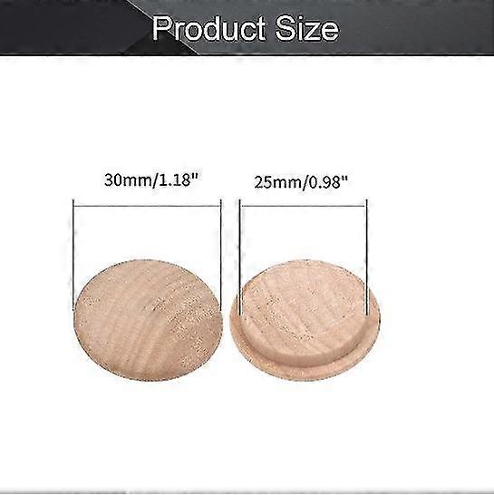 100pcs Round Wood Button Plugs 25mm Dia Hardwood Furniture Buttons Caps ...