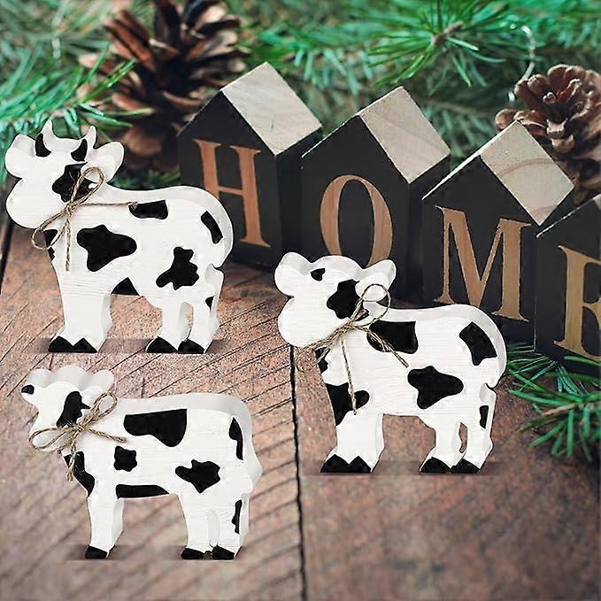 3 Pcs Cow Wooden Table Decor Christmas Tiered Tray Decor Farmhouse ...