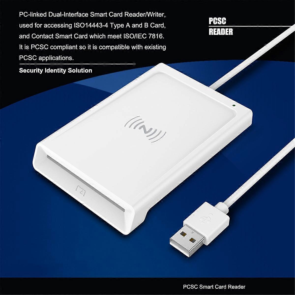 + NFC 2-In-1 Smart Card Reader PC-Linked Dual-Interface Smart Card ...