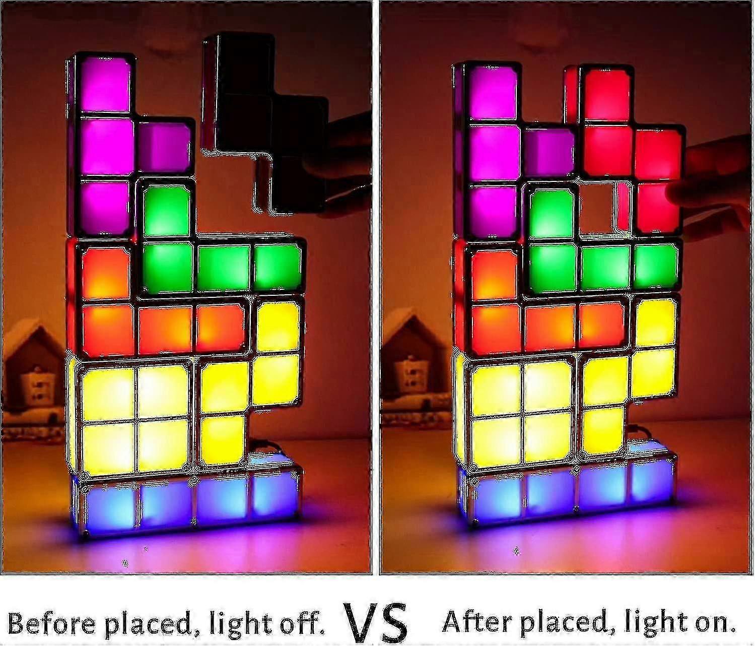 Tetris Stackable Night Light, 7 Pcs Diy Led 7 Colors 3d Puzzles ...