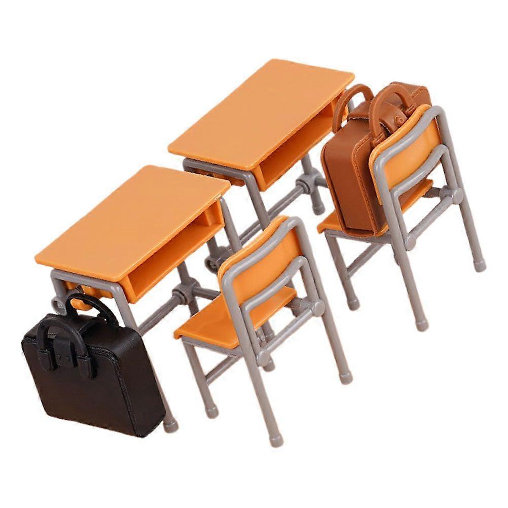 1 Set Miniature School Desk Chair Dollhouse School Bag Model Dollhouse ...