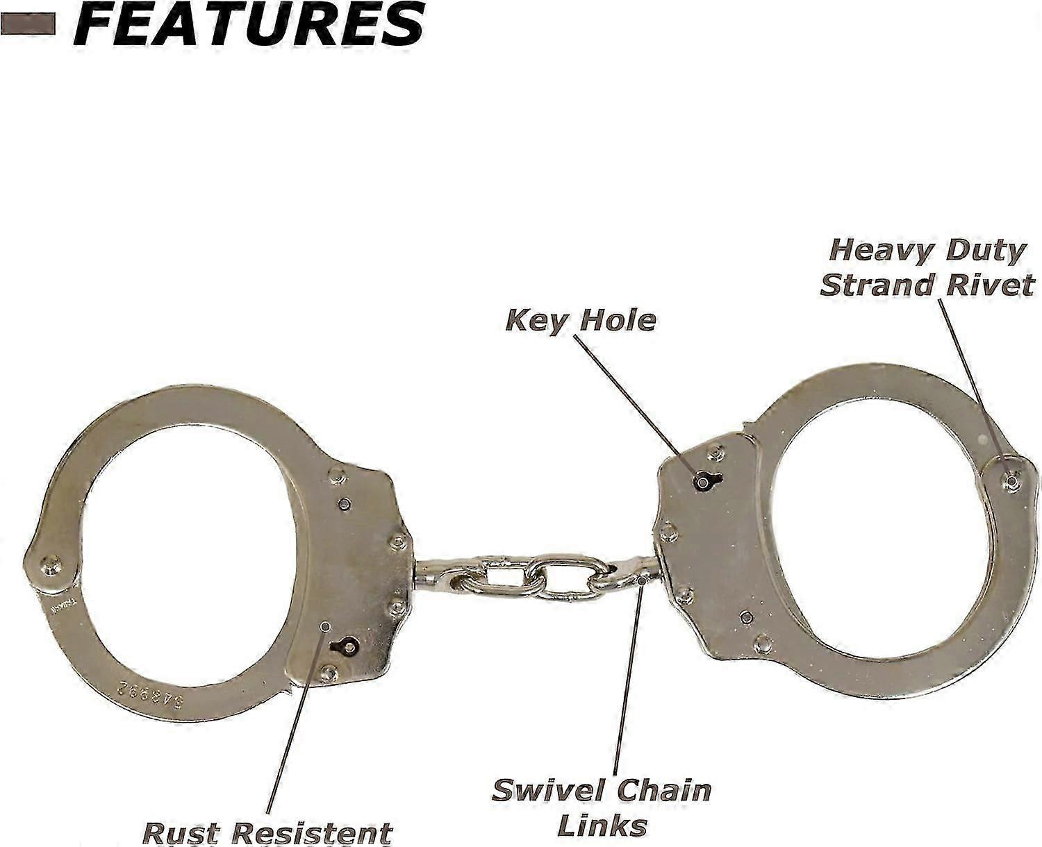 Fashion Silver Stainless Steel Double Lock Handcuffs for Adults Role ...
