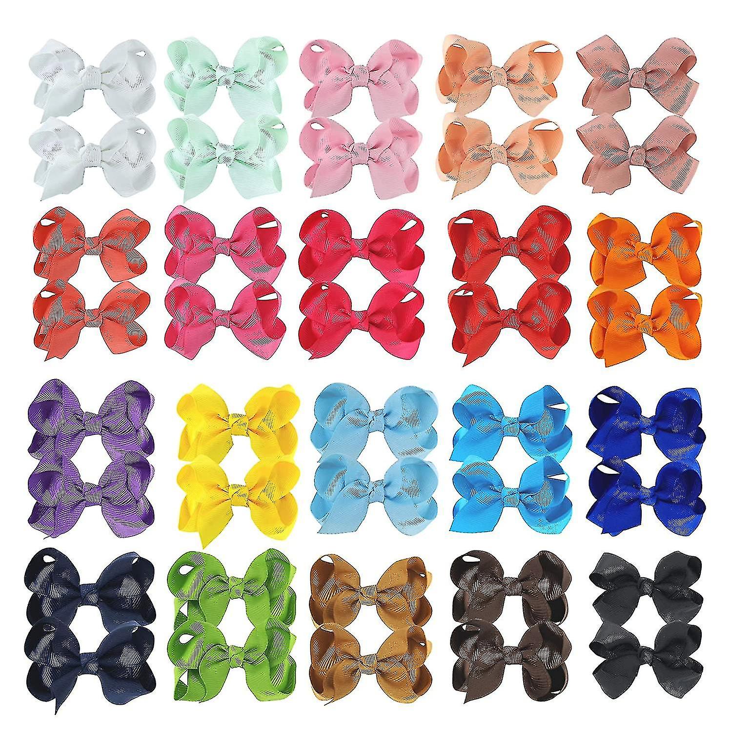 40 Pieces 3" Hair Bows Baby Girls Alligator Clips Grosgrain Ribbon ...