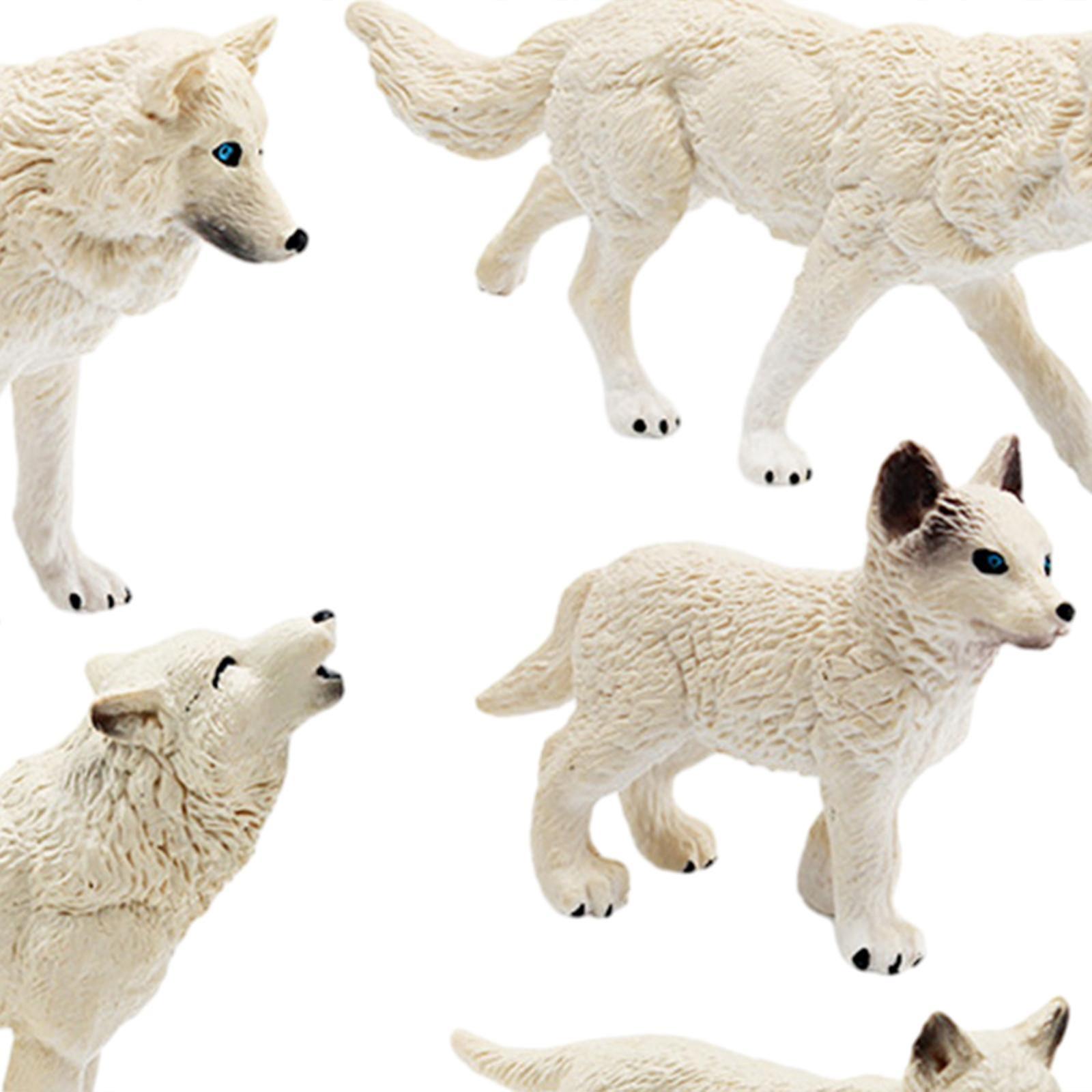 5Pcs Wolf Toy Figurines Wolf Playset Model for Xmas Present Educational ...