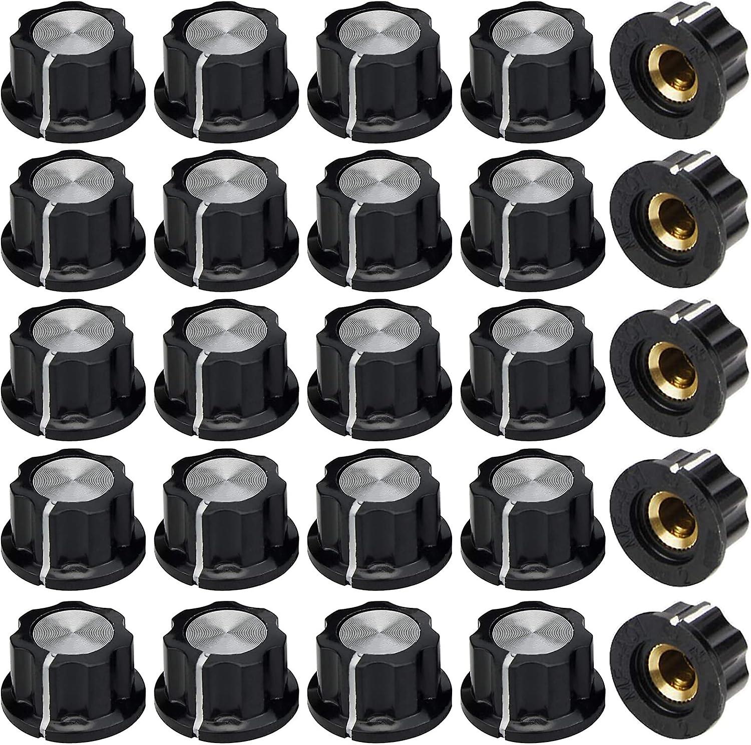 25 Pack Potentiometer Control Knobs, 6mm Potentiometer Knob, Blac ...