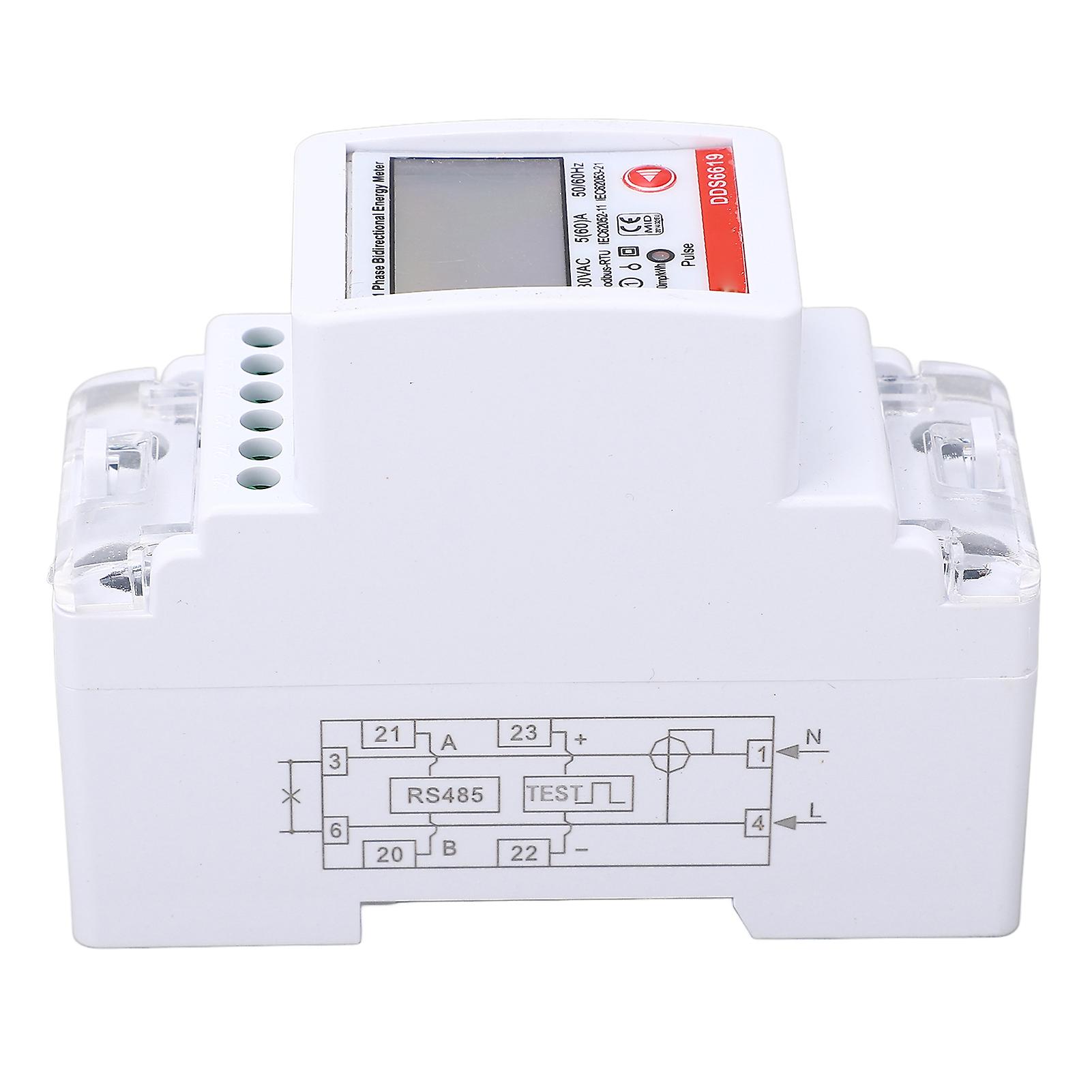 Single Phase Energy Meter Bidirectional Metering 2P DIN Rail Mount KWh ...
