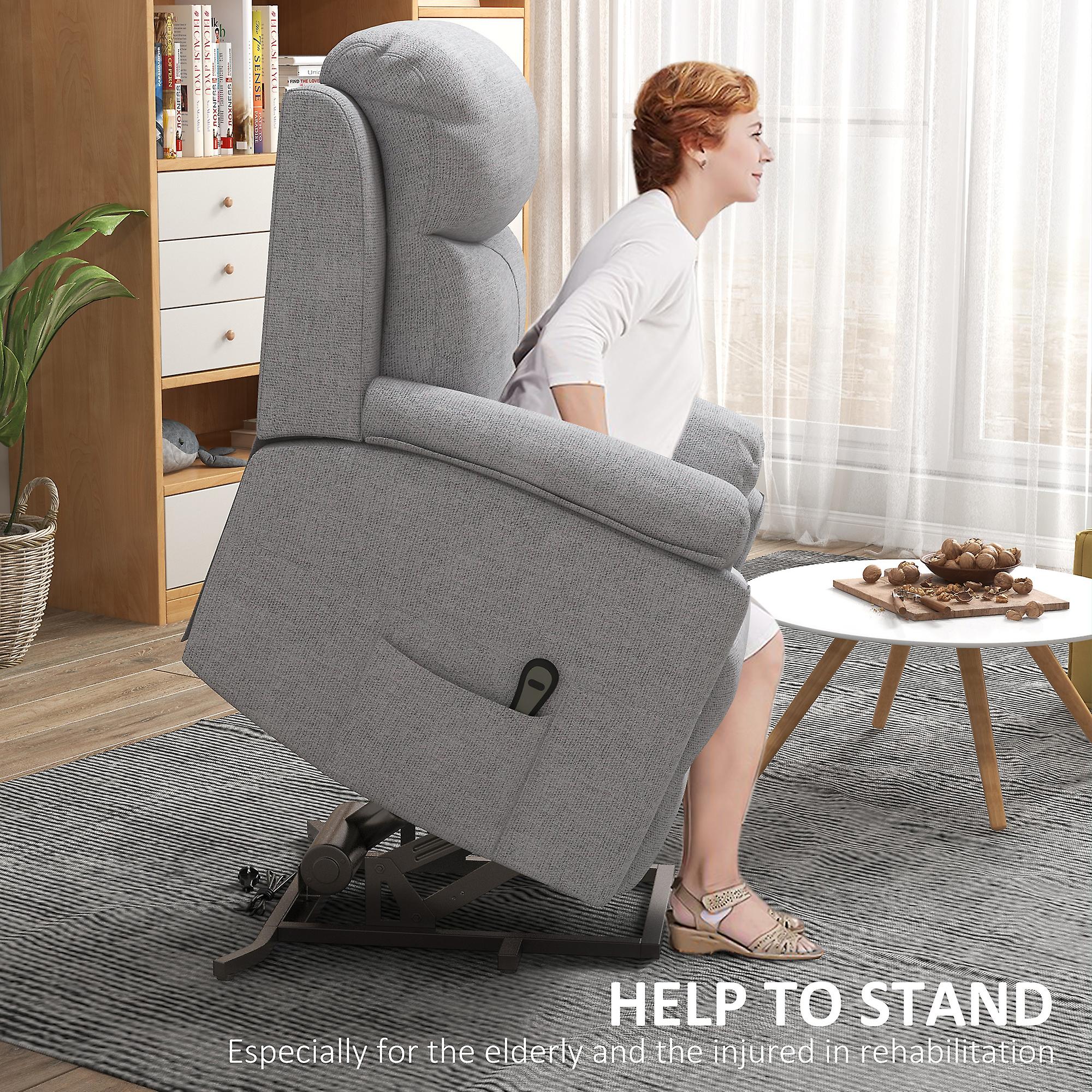 HOMCOM Power Lift Chair Electric Riser with Remote and Massage, Grey ...