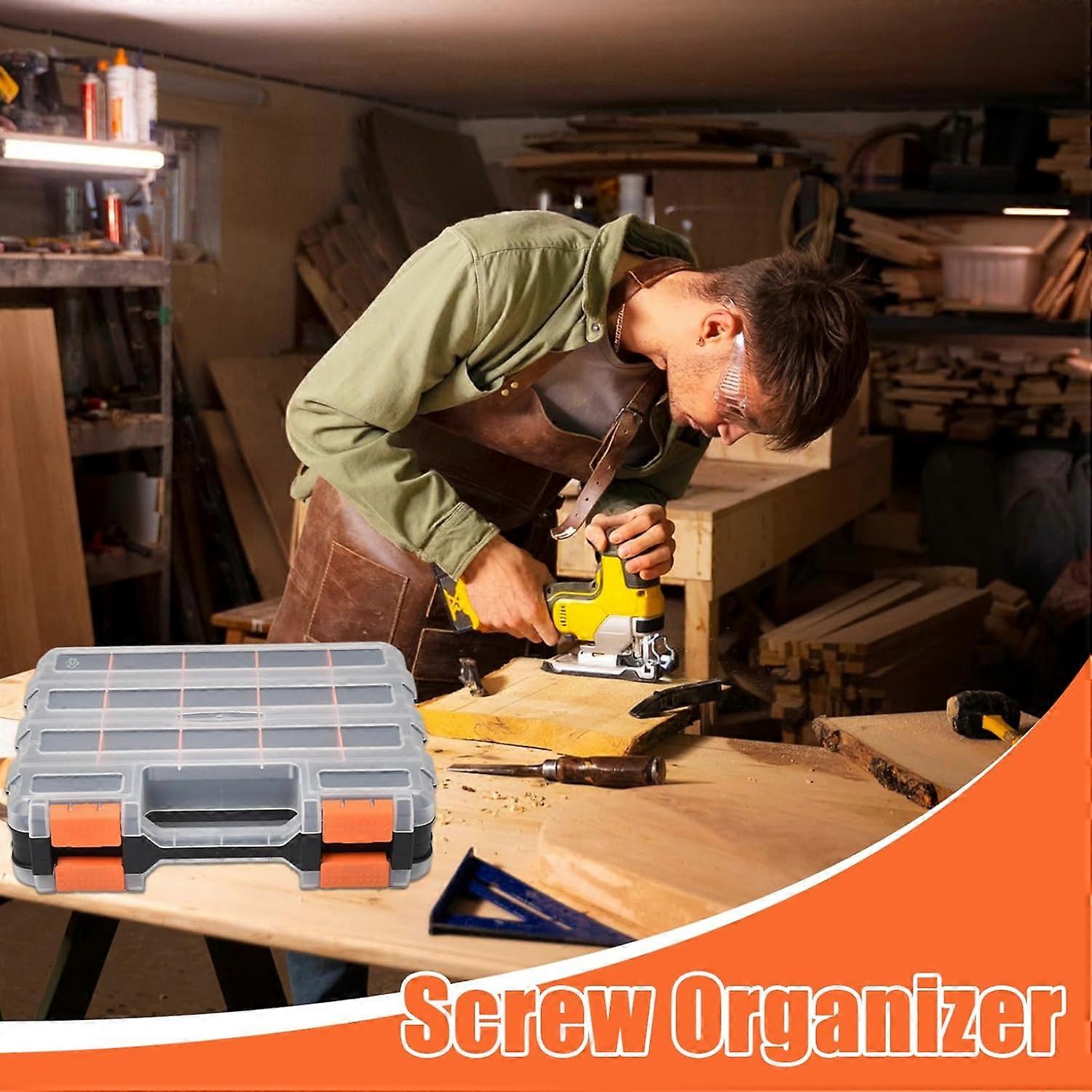 Small Parts Storage Box, Double Sided 34 Compartment Hardware Storage ...