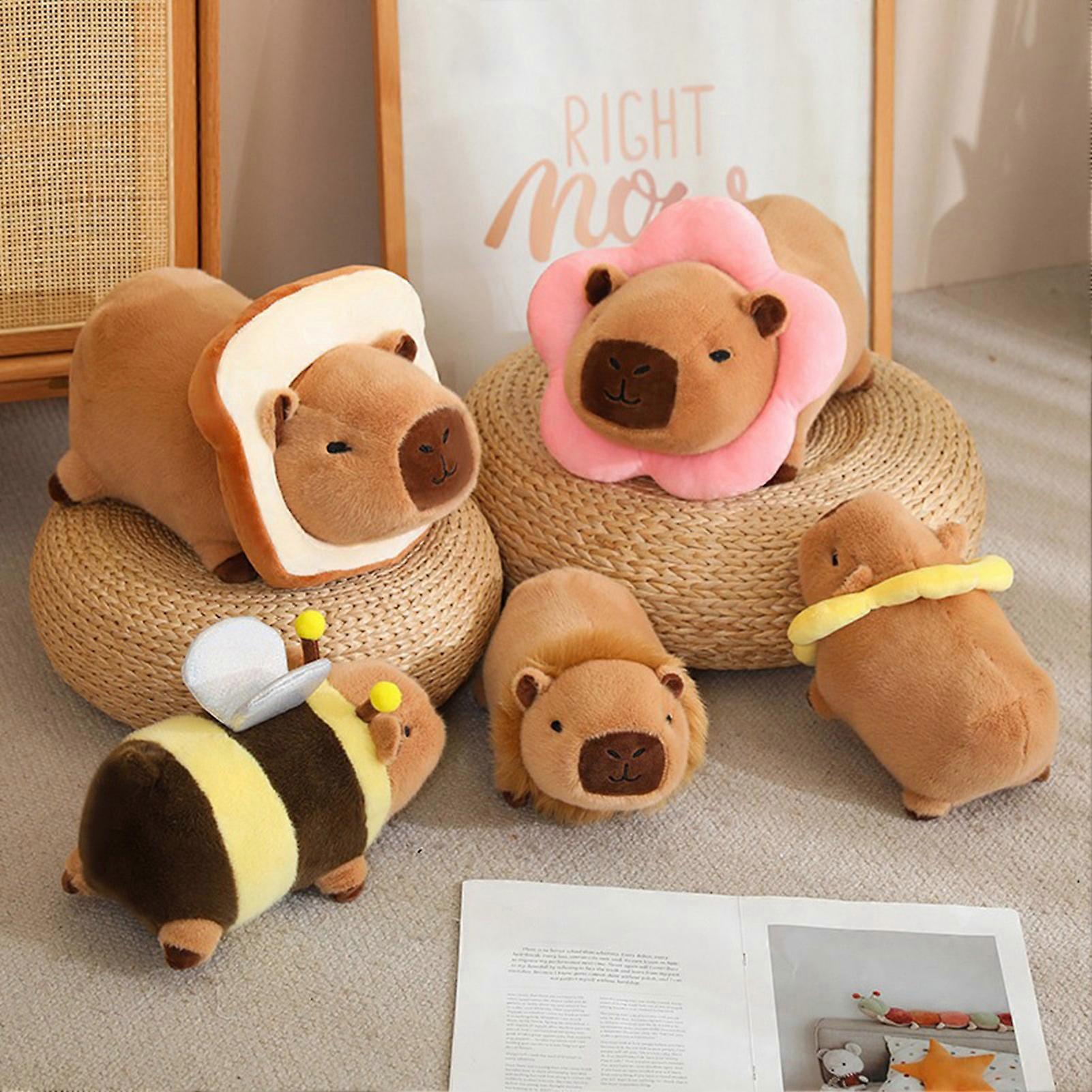 Capybara Plush Toy Toast Bee Lion Yellow Pink Flower Capybara Plushie ...
