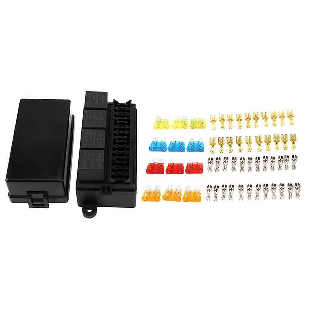 12 Way Blade Fuse Holder Box With Spade Terminals Fuse 4pcs 4pin 12v ...