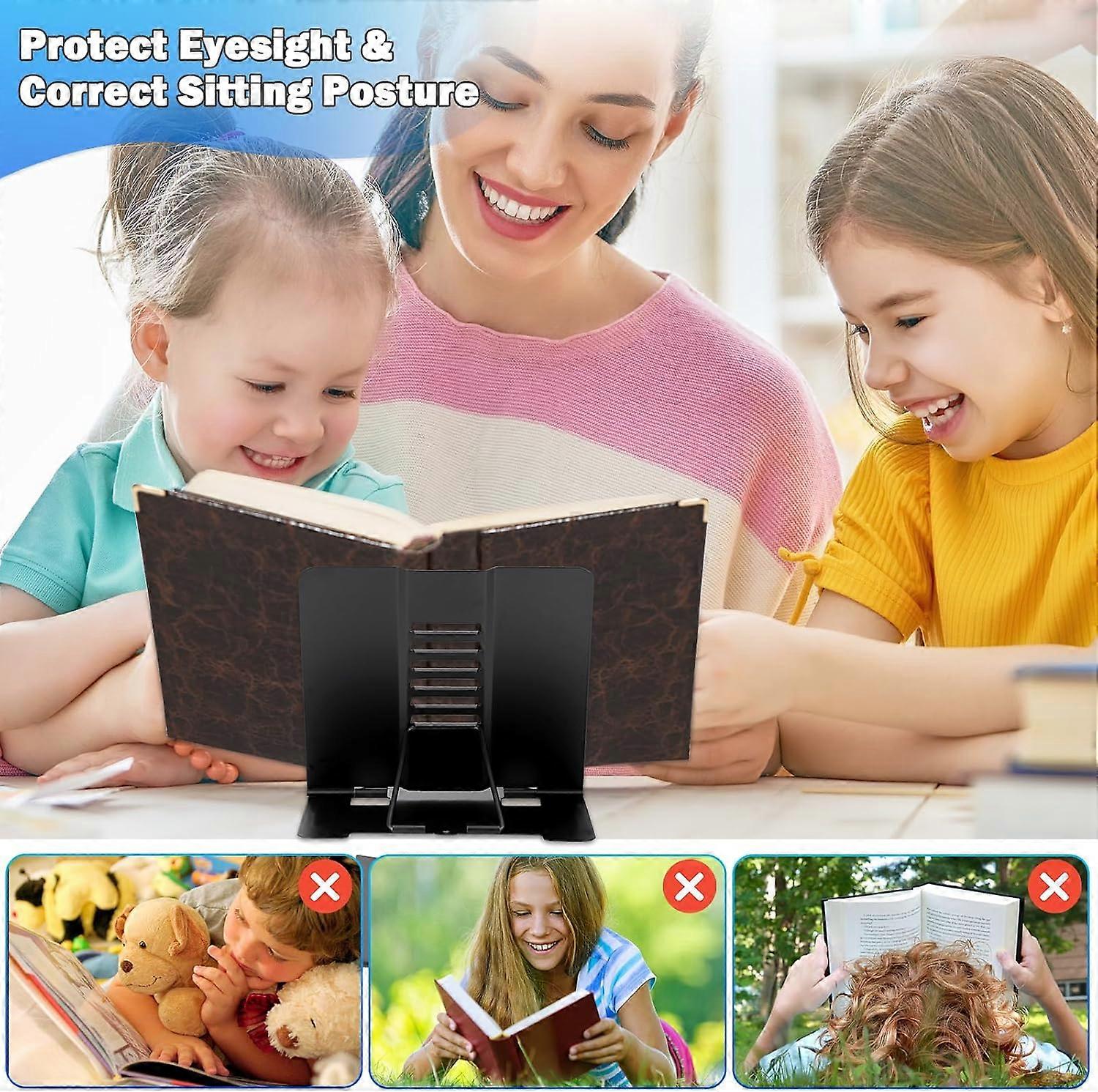 Children's Book Stand, Foldable Metal Reading Stand with 6 Adjustable ...