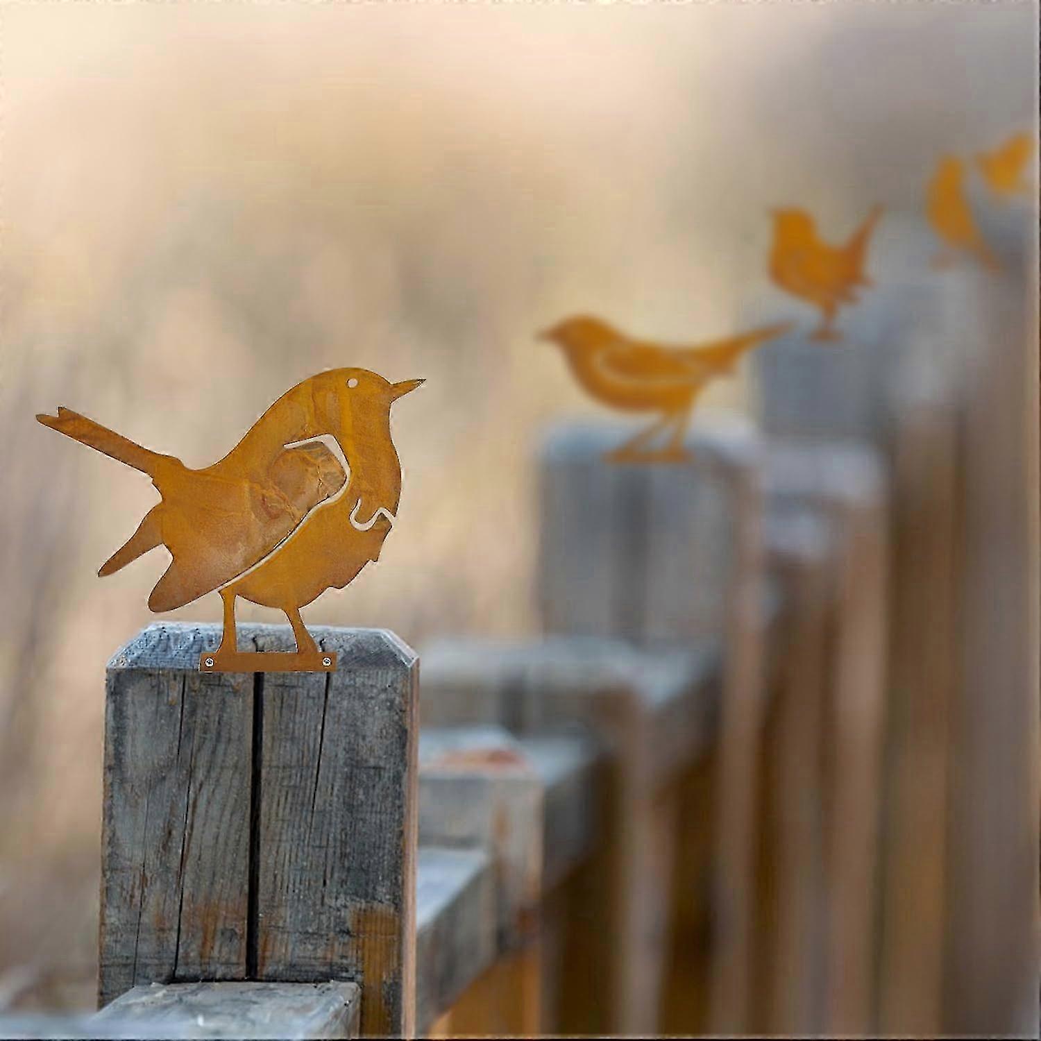 Rust Bird Garden Decoration, Pack of 5 Patina Metal Birds Rust Stakes ...