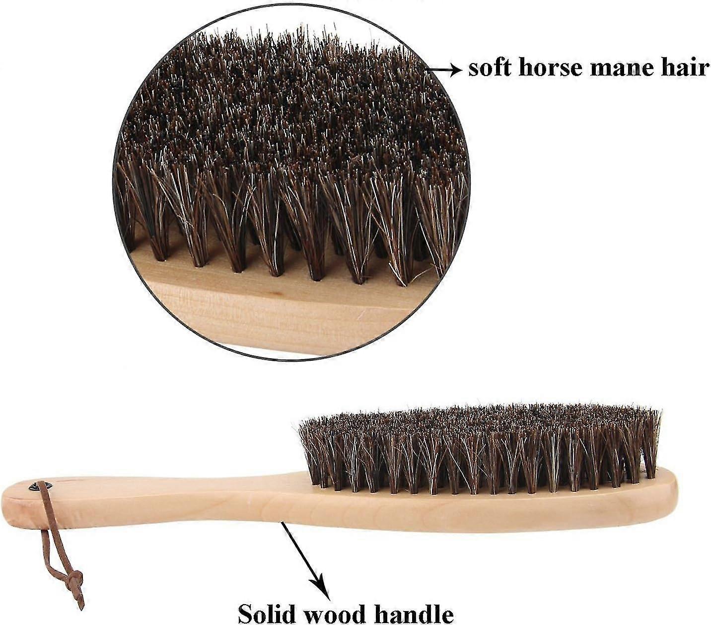 Lint Remover Clothes Brush, with Soft Real Horsehair and Wooden Handle ...