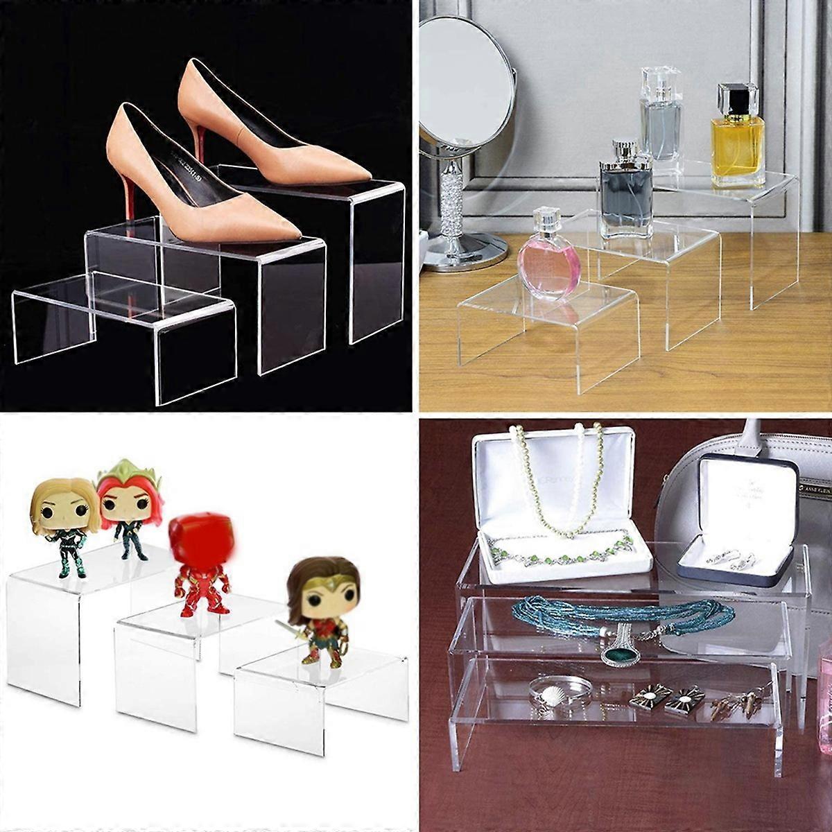 Acrylic Display Risers, Clear Rectangle Stands Shelf for Display 6Pcs ...