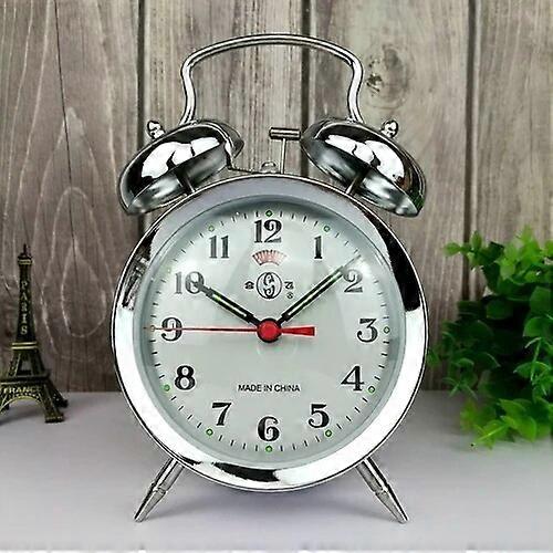 Metal Mechanical Alarm Clock Clockwork Vintage Bedside Table Clock ...