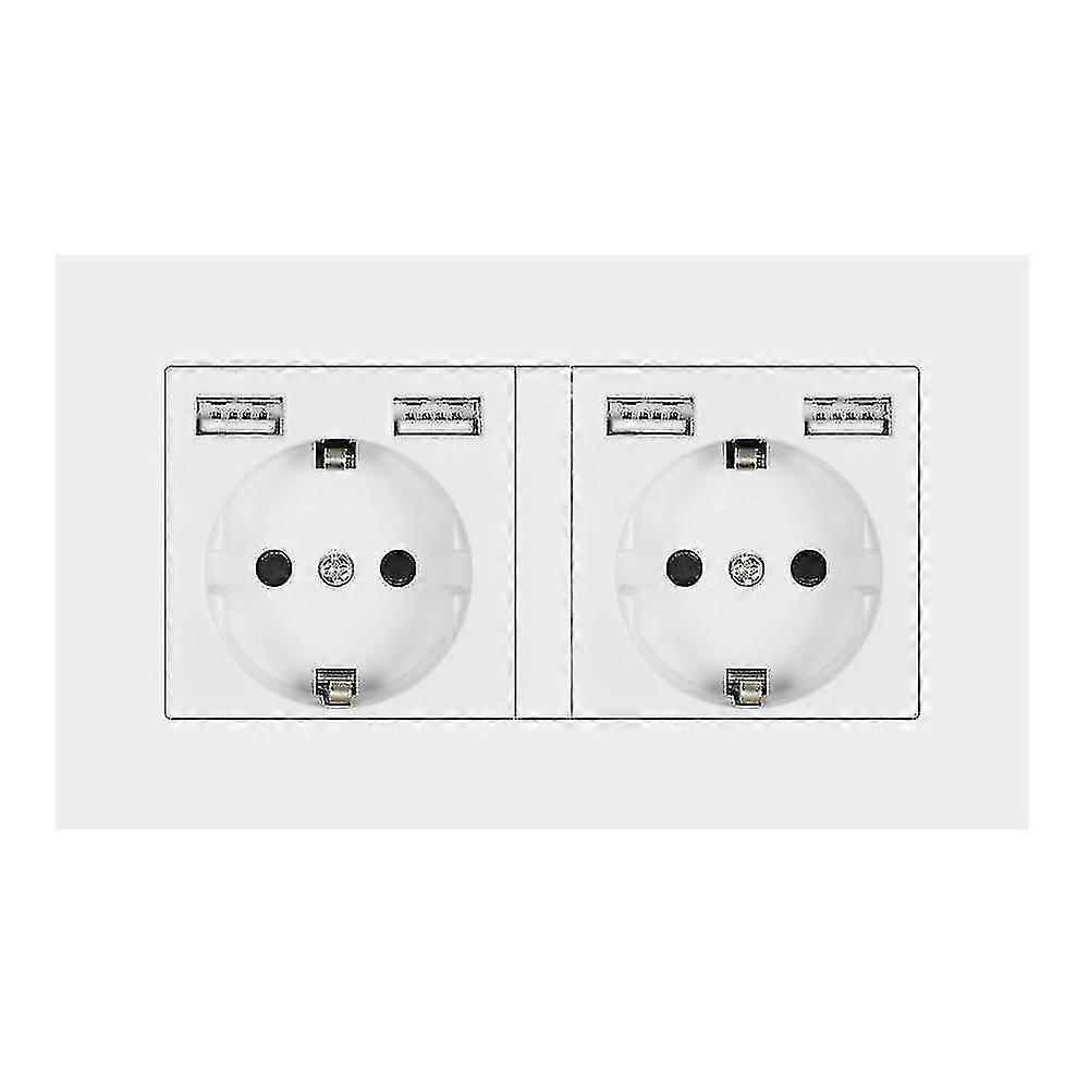 2 Gang Wall Socket Plug With Usb Outlet Strip Compatible With Pc Panel ...