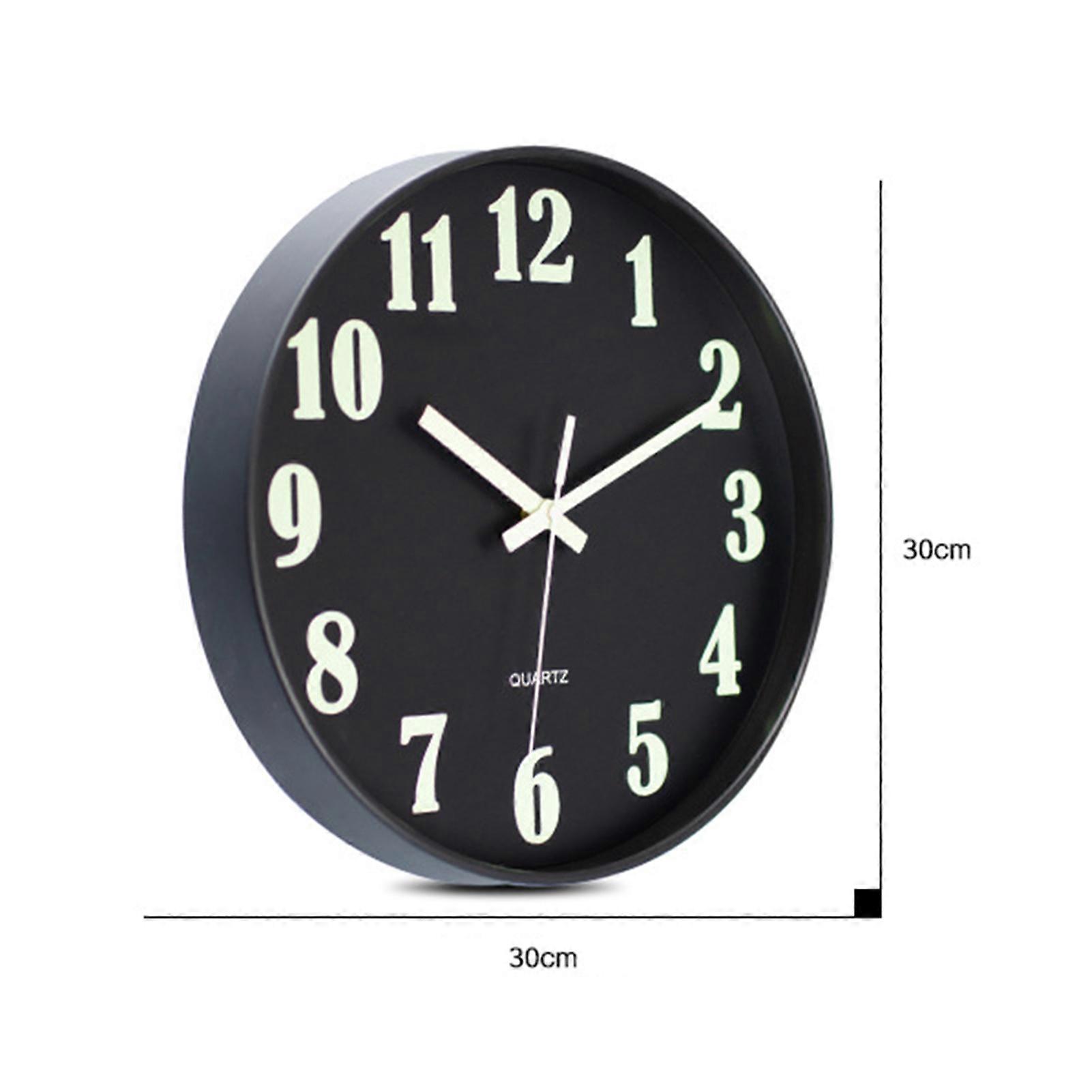 12-Inch Luminous Wall Clock Round Glow in The Dark Number Non Ticking ...