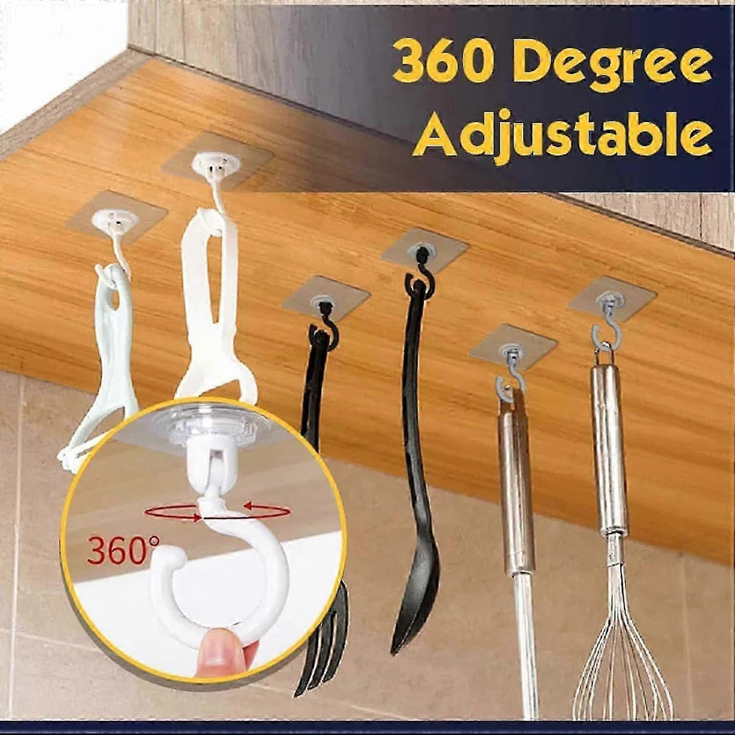 20pcs Adhesive Wall Ceiling Hooks, 360 Rotating Ceiling Hanger Hooks ...