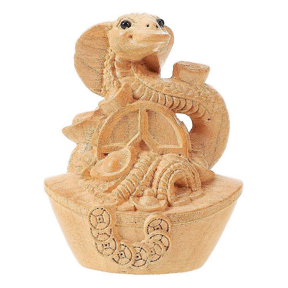 Wooden Hand Carved Snake Figurine Snake Statue 2025 Household Ornament ...
