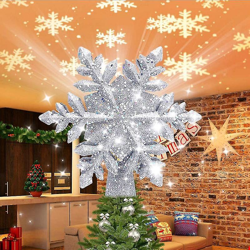 Christmas Tree Topper With Snowflake Projector 3d Led Christmas Tree ...