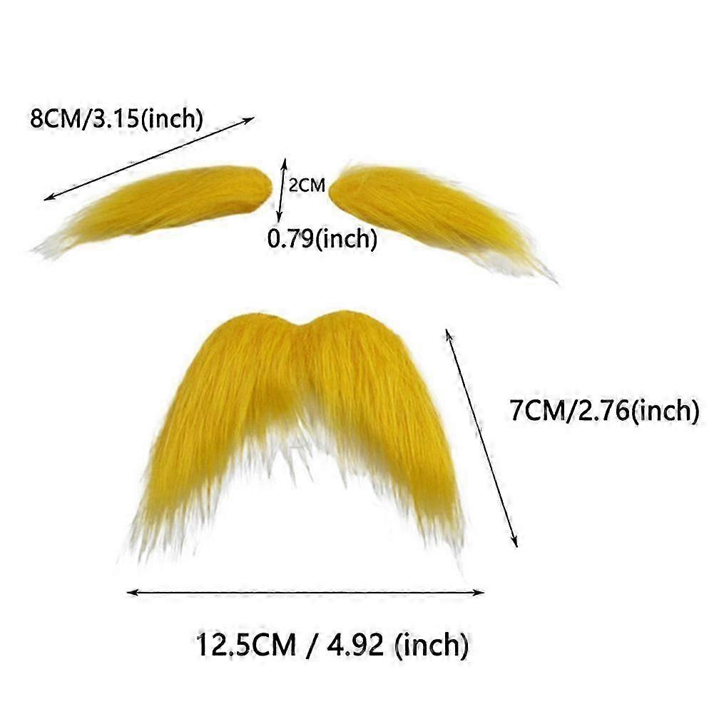 Funny Yellow Gentleman's Mustache Eyebrows - 3-piece Self-adhesive ...