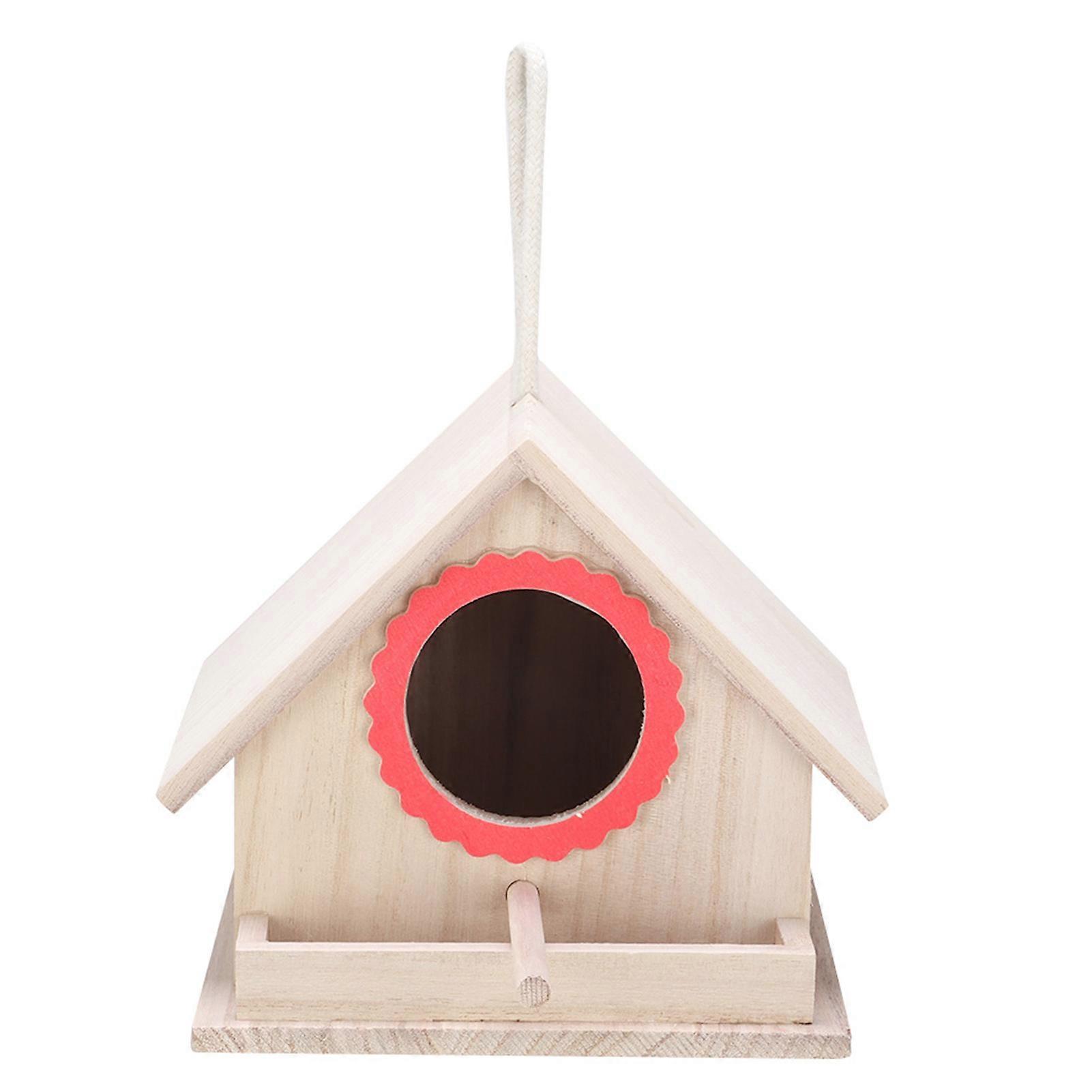 Wooden Hanging Durable Birds Nest Box Cockatiels Feeding Box Bird House ...