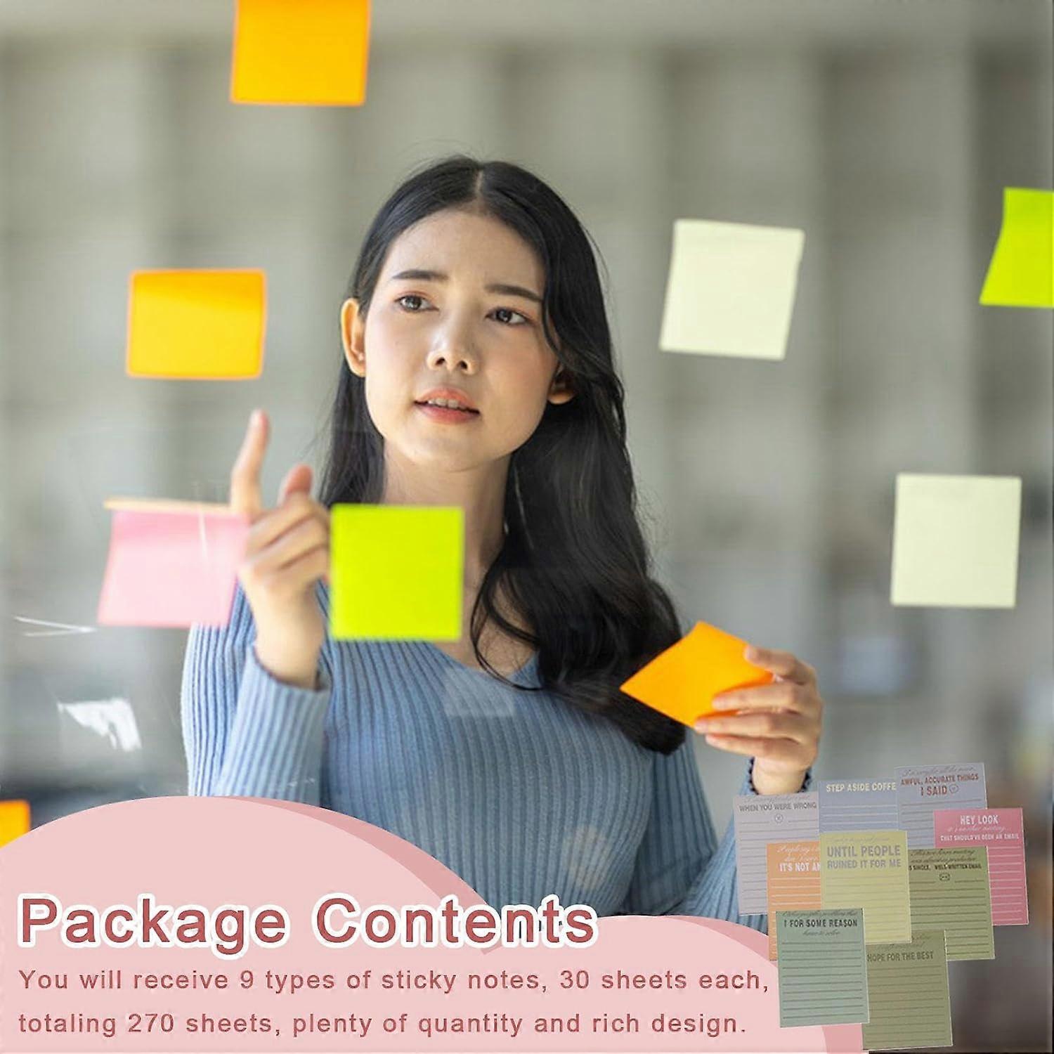 Colorful Sticky Notes Set, Rectangular 10x7.6 cm, Decorative Sticky ...