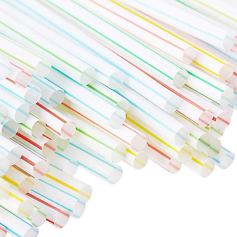 1000 Pcs Flexible Plastic Straws Striped Multi Colored Disposable Straw ...