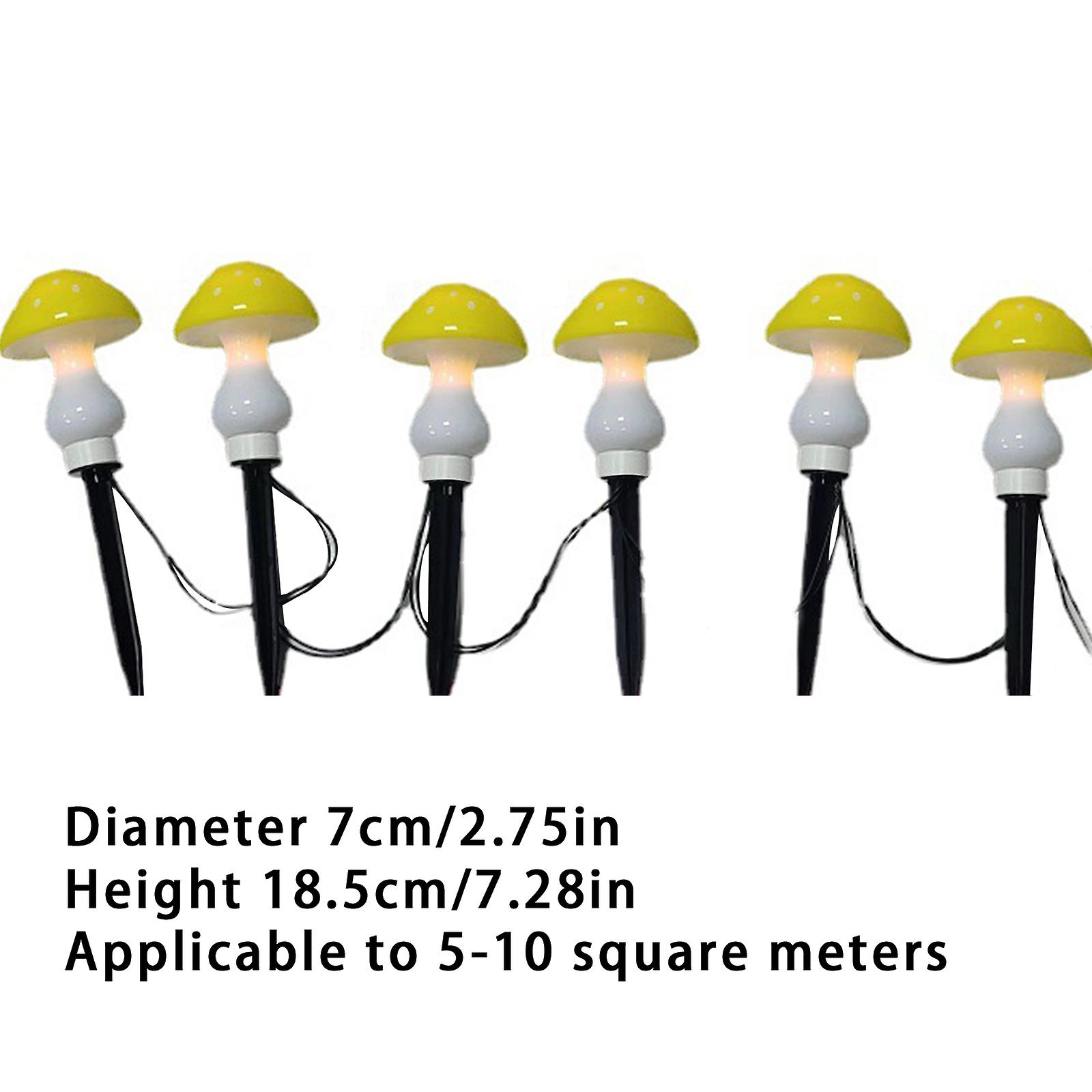Set of 6 Solar Powered Mushroom Toadstool LED Outdoor Waterproof Garden ...