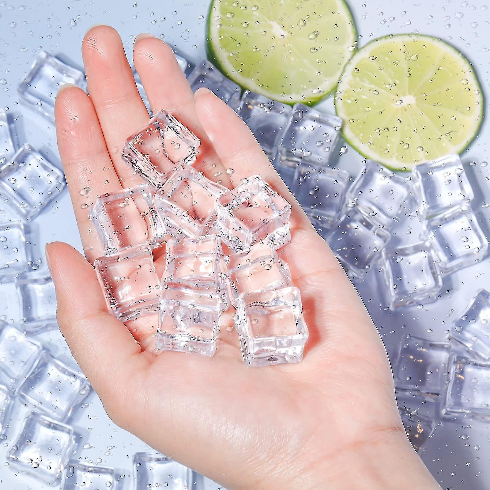 100 Pieces Clear Fake Ice Cubes Square Acrylic Gems Acrylic Clear Ice ...