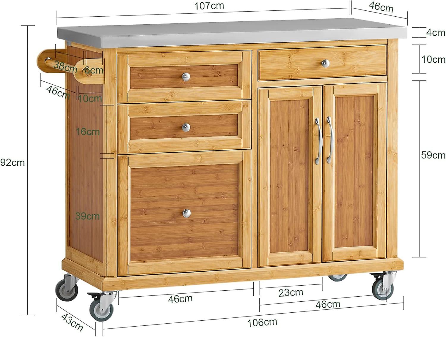 SoBuy Extendable Worktop Kitchen Trolley Island, FKW70-N | Fruugo IE