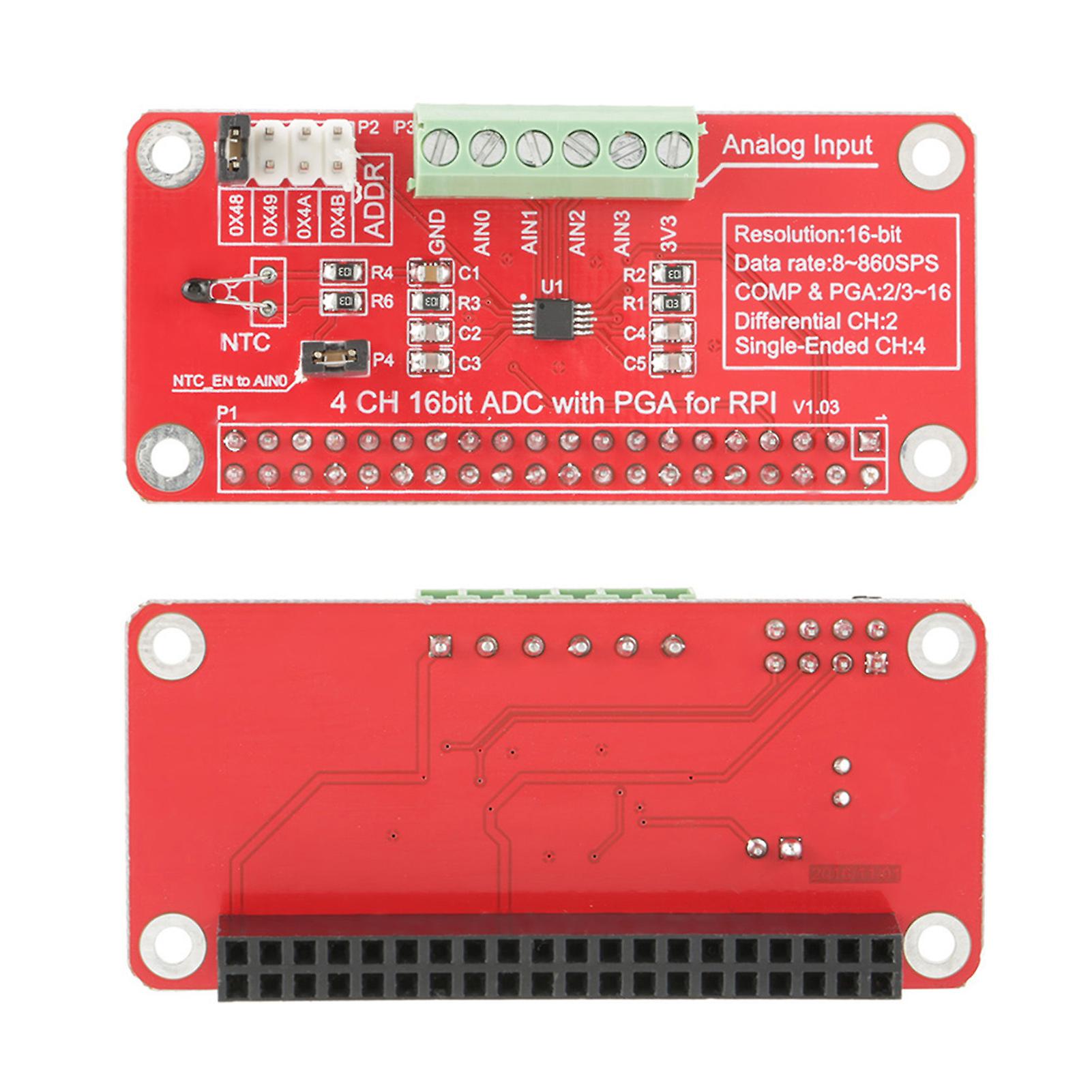 1pc 16‑Bit ADC ADC Analog to Digital Converter Module for Raspberry Pi ...
