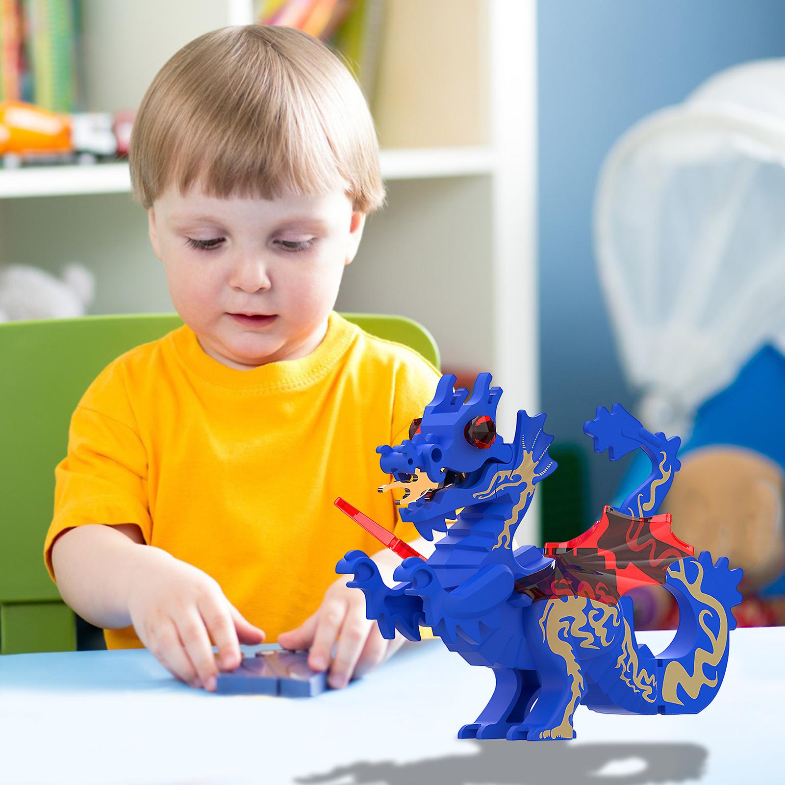 Mini Plastic Dragon Building Block Model DIY Assembled Animal Action ...