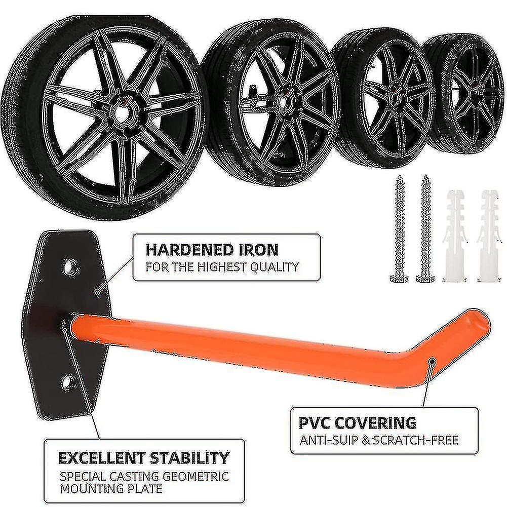 4 Pcs Garage Hooks Heavy Duty Wall Mount,tire Storage System With Anti ...