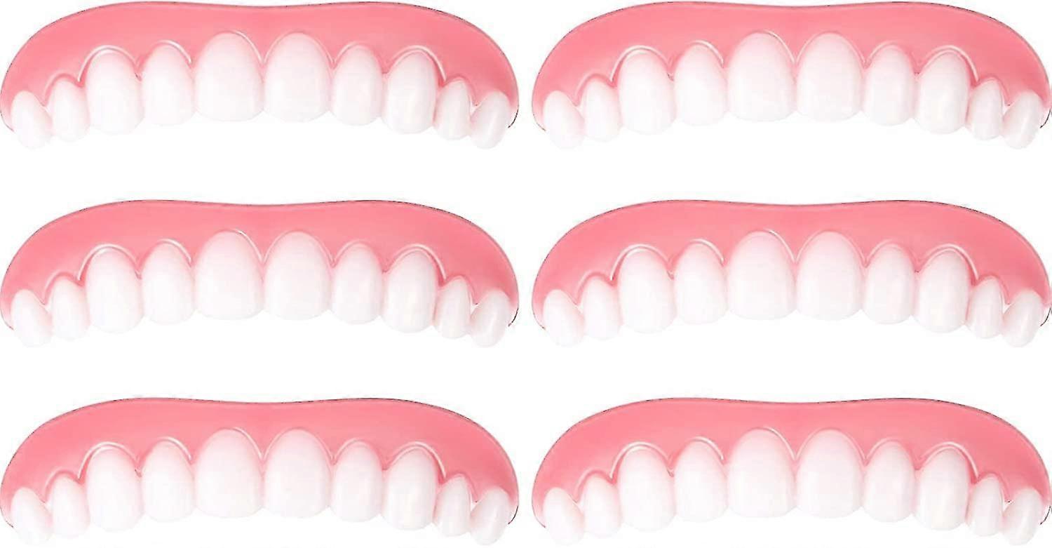 6 Instant Veneer Dentures Comfortable Upper Smile Teeth White Cosmetic ...