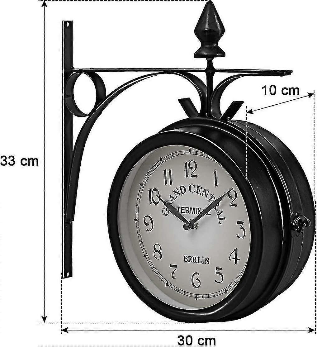 Double-sided Wall Clock Station Clock Garden Clock Double-sided Clock ...