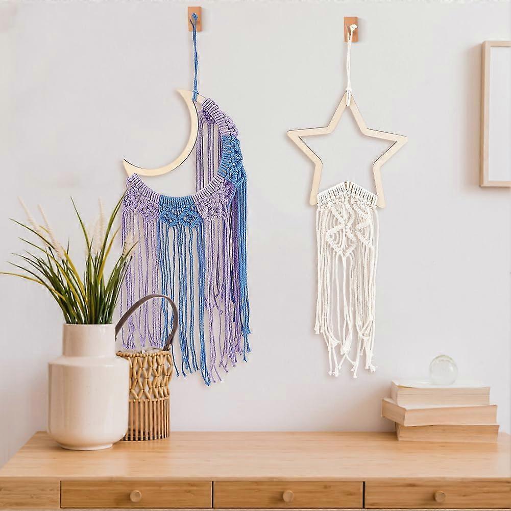 8Pcs 4 Styles Wooden Outline Moon & Star & Cloud & Rainbow Wood Macrame ...