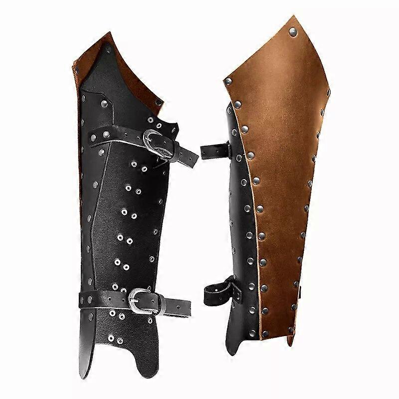 Medieval Viking Knight Leather Gaiters Steampunk Leg Armor Half Chaps ...