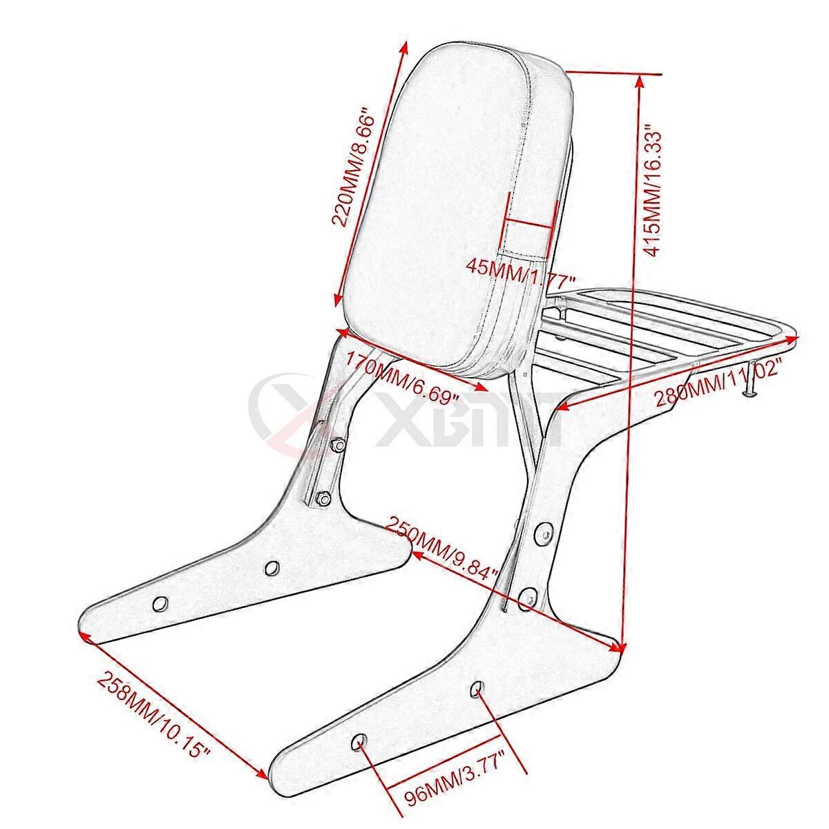 Motorcycle Chrome / Black Passenger Backrest Sissy Bar For Honda Shadow ...