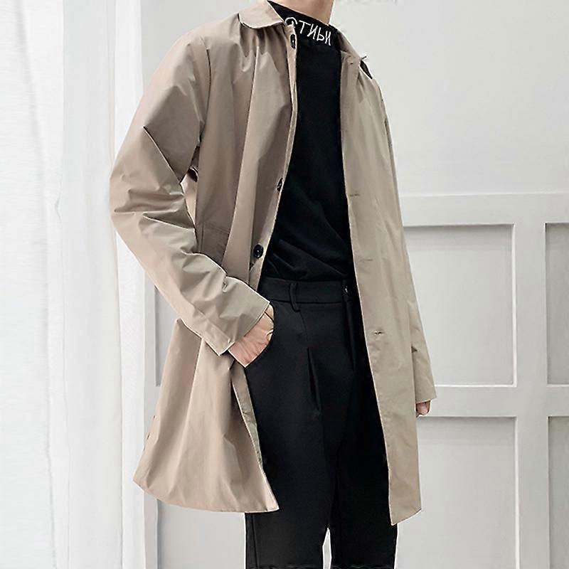 JWL-Oversized Retro Black Men Trench Coats Homme Casual Overcoat ...