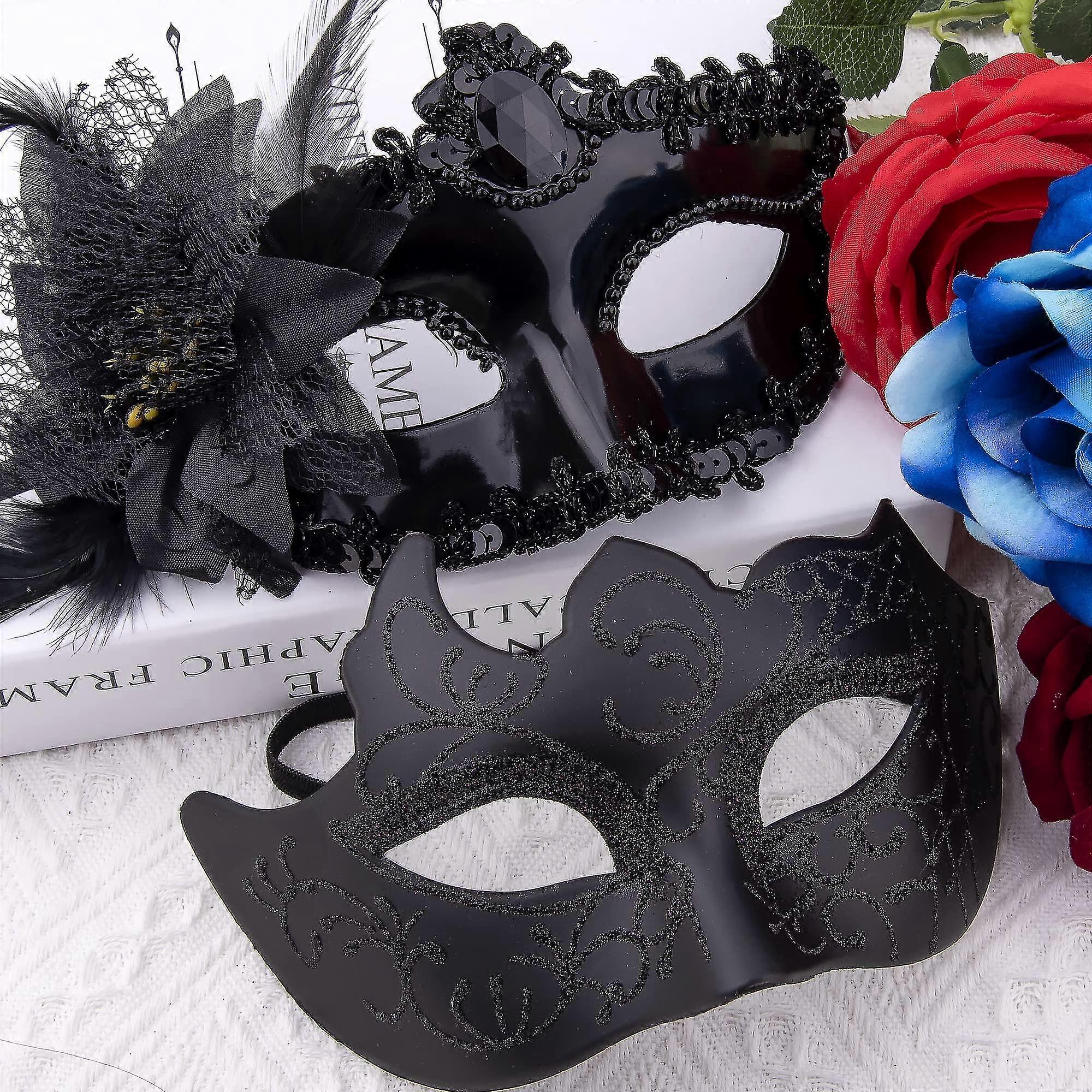 Pack Of 2 Venetian Masquerade Mask Pair Masquerade Masks Women Men ...