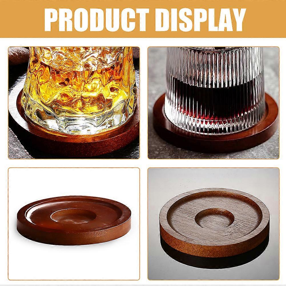 2Pcs Whiskey Glasses Pad Round Wood Coaster Wood Coasters for Whisky ...