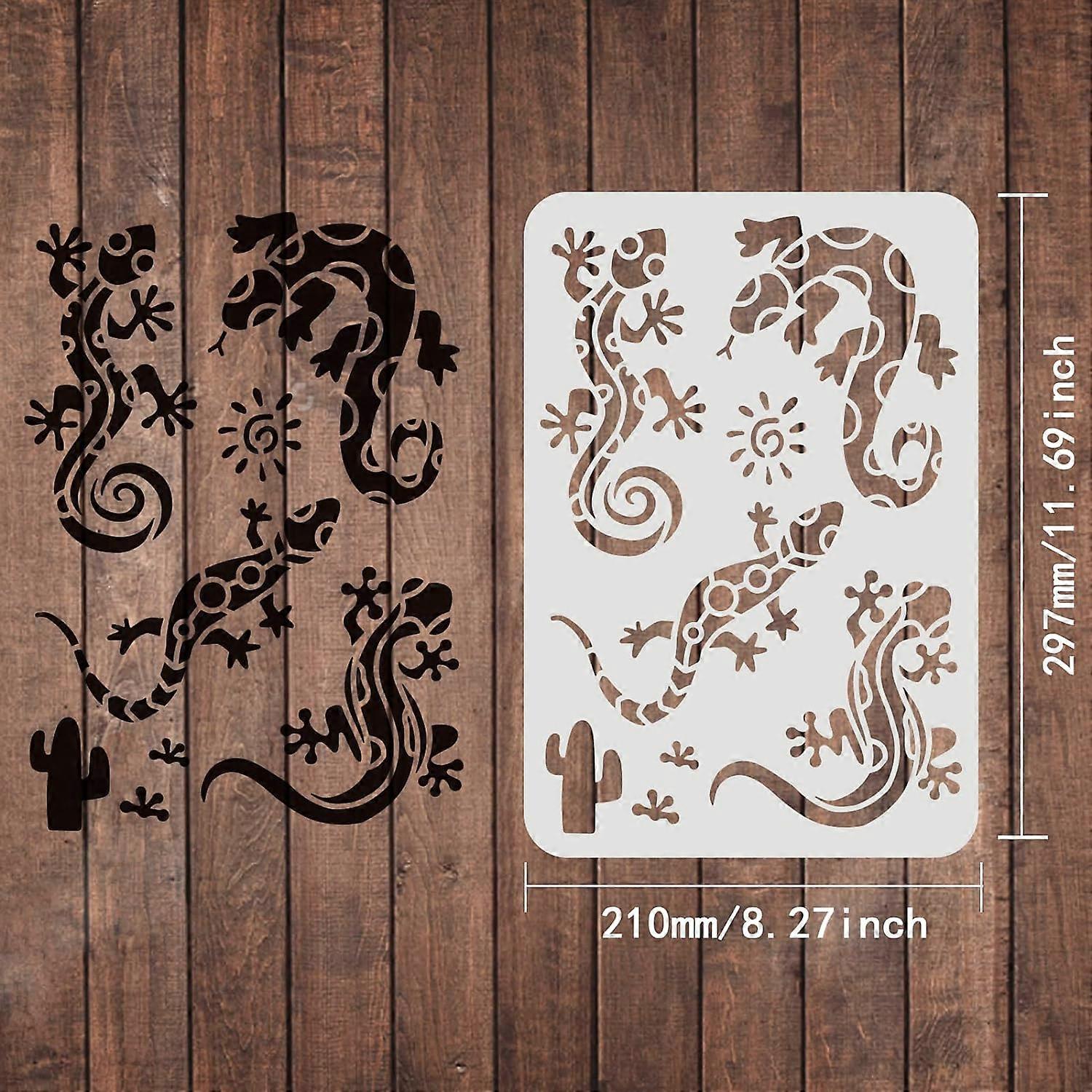 Lizards Stencil 11.7x8.3 inch Aztec Lizard Painting Stencil Reusable ...